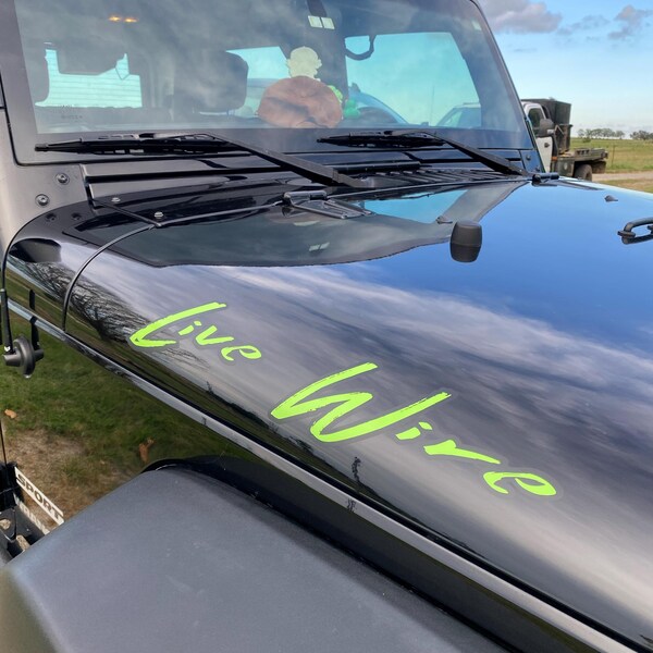 Custom Two-color Hood Vinyl Decals - 20"x3.5" Personalized Text (set of ...