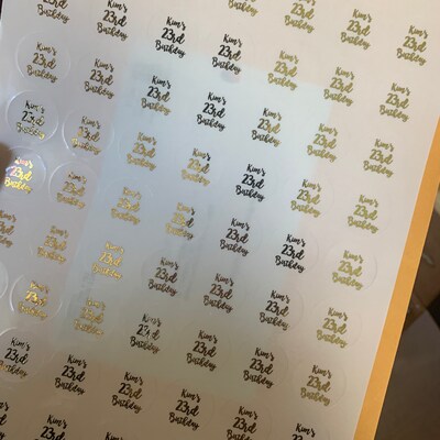 Your Text Here Stickers GOLD FOIL, Clear Gloss Custom Gold Text ...