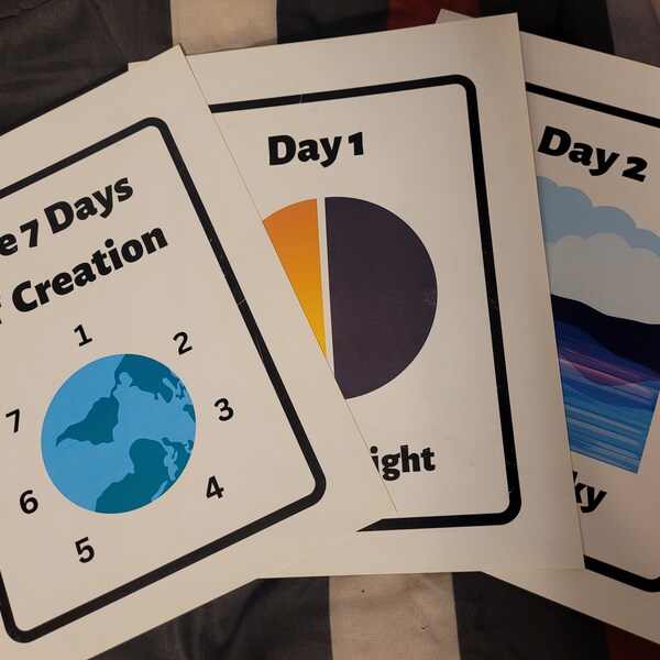 Days of Creation Flashcards, Sunday School Lesson, Bible Story Activity ...