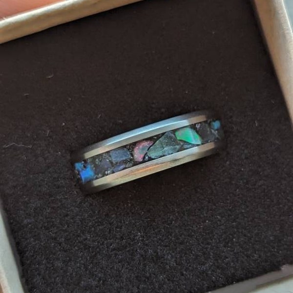 Genuine Labradorite Ring, Labradorite and Opal, Labradorite Band ...
