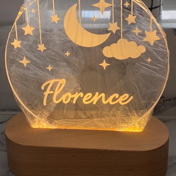 Personalized Moon and Star Night Light, Clouds Nightlight, Name Night ...