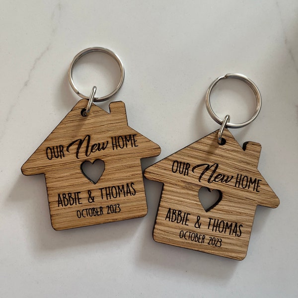 Personalized New Home Oak Keyrings, Couples Housewarming Gift - Etsy