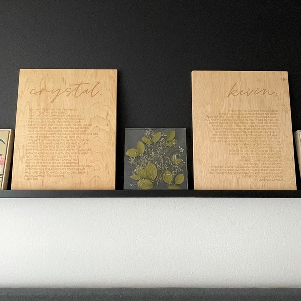 Wood Wedding Vows Set of TWO Custom Wall Hangings • Modern Vows Art ...