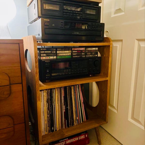 Wooden Turntable Stand | Vintage Vinyl Storage Unit | Handmade Record ...