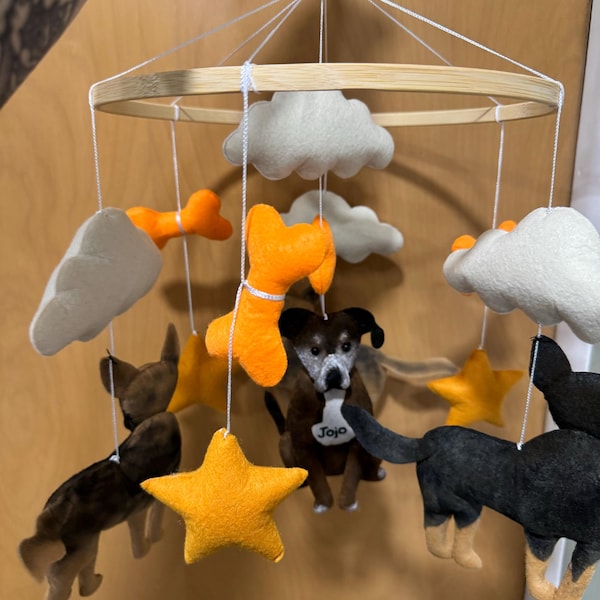 Custom Dog Baby Mobile, Personalized Baby Nursery, Puppy Baby Mobile ...
