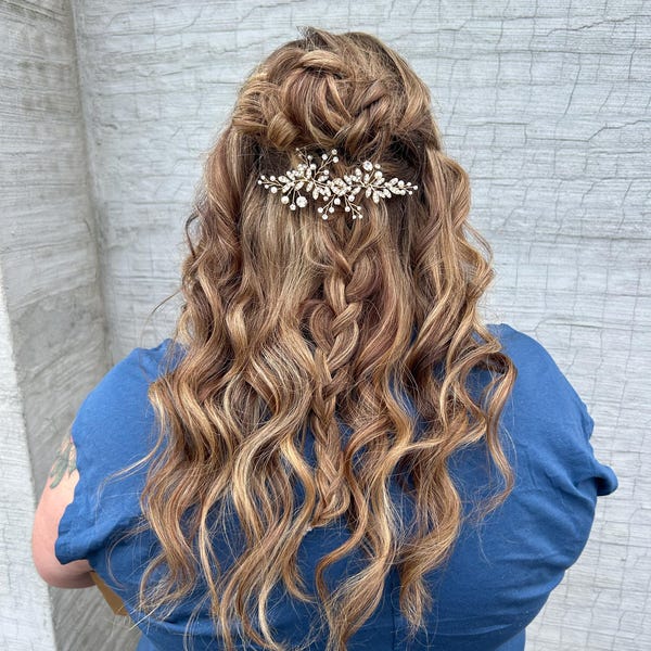 Pearl Bridal Hair Chain, Vintage Style Bridal Hair Wrap, Wedding Pearl ...