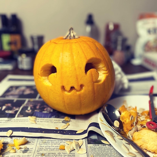 Cute Kawaii Pumpkin Carving Stencil for Halloween // Simple Printable ...