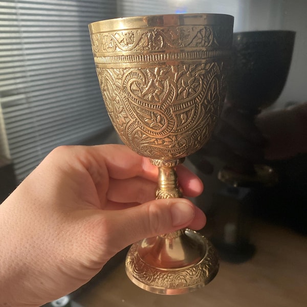 Handmade Brass Chalice Goblet Roman Chalice Embossed Goblet Wedding ...