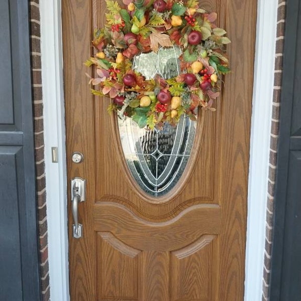 Rust Brown Fall Foliage Wreath for Front Door, XL Fall Wreath With ...