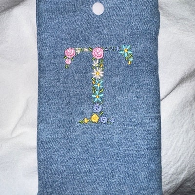 Machine Embroidery LETTER T Uppercase 3/7,5 Cm Dainty Floral Font ...