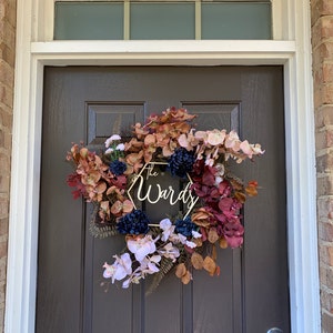 Personalized Wreath Sign Custom Family Name Sign Laser Cut - Etsy