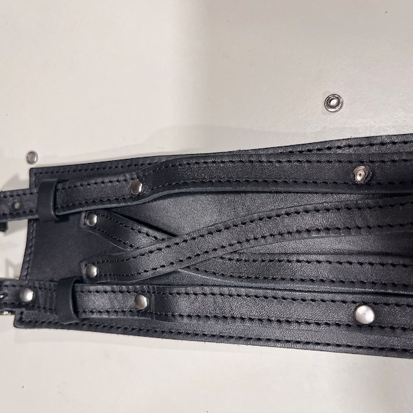 Wide Stitched Leather Wristbands - Leather Wrist Cuff - Leather ...