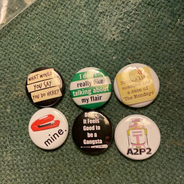 5 Pack - 1" OFFICE SPACE Pin Back Buttons or Magnets - Etsy