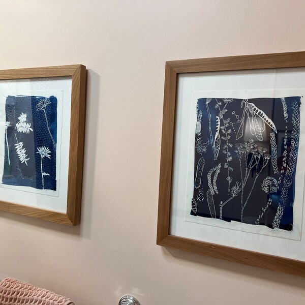 Cyanotype Leaves Wall Hanging, Cyanotype Fabric, Quilted, Ready to Hang ...