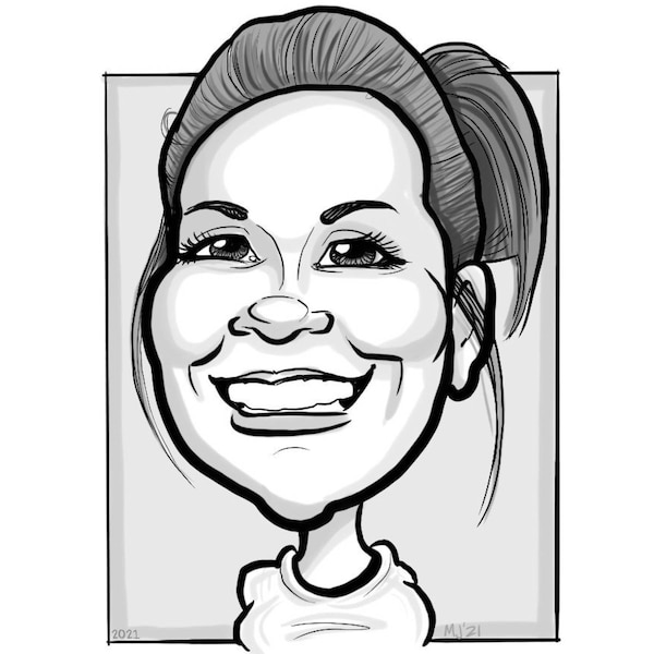 Black & Gray Custom Digital Caricature - Etsy