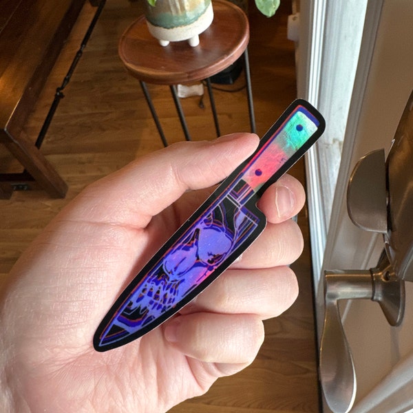 Skull Holographic Knife Sticker - Etsy