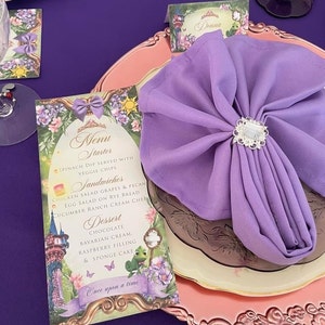 Tangled Menu, Digital Wedding Menu, Lavender Editable Menu, Purple Menu ...