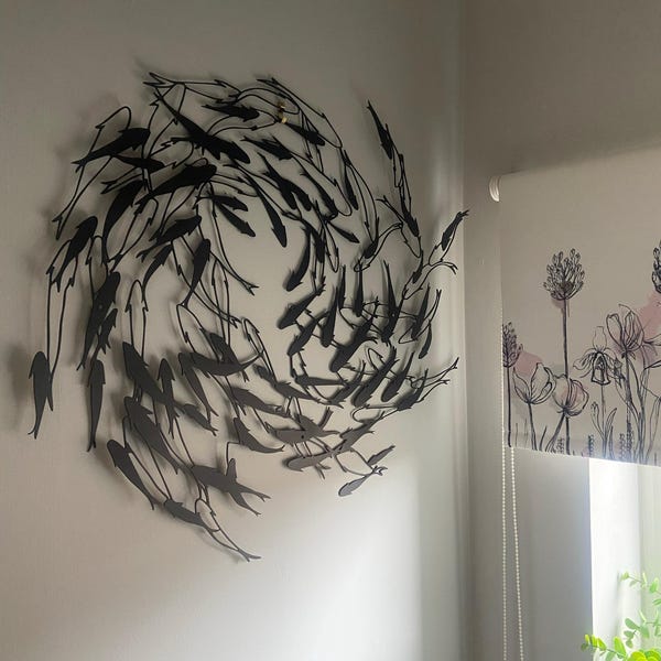 Metal Fish Wall Art, Fish Family Wall Sign, Flock of Fish Sign ...