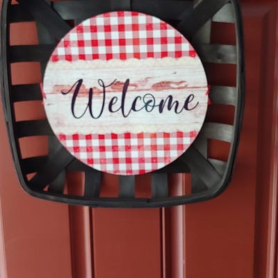 Wreath Sign, Courtesy of the Red White and Blue Round Patriotic Wreath ...