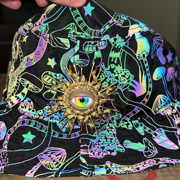 Sea Urchin Wink - Gold Tone Eyeball Brooch Pin With Hand Placed ...