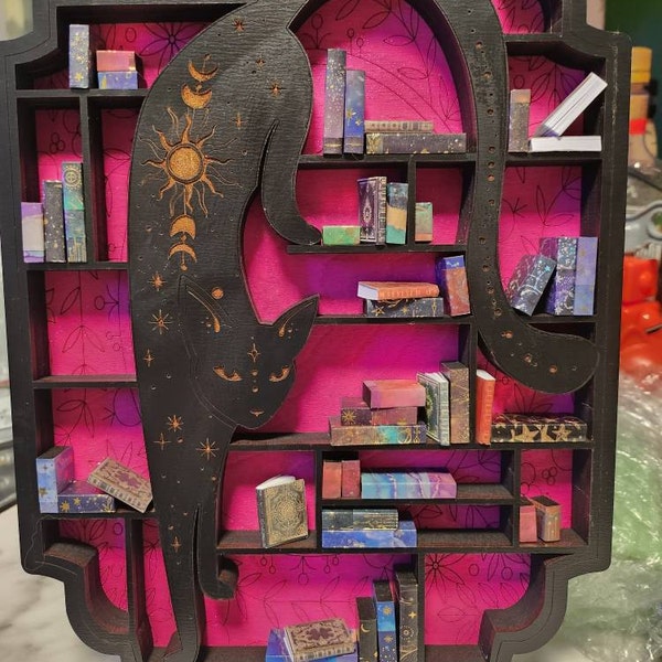 Black Cat Miniature Bookshelf - Etsy