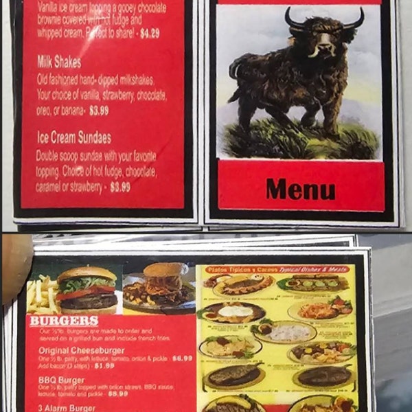 Miniature STEAKHOUSE and GRILL MENUS - Dollhouse 1:6 1/12 1/24th 1/48th ...