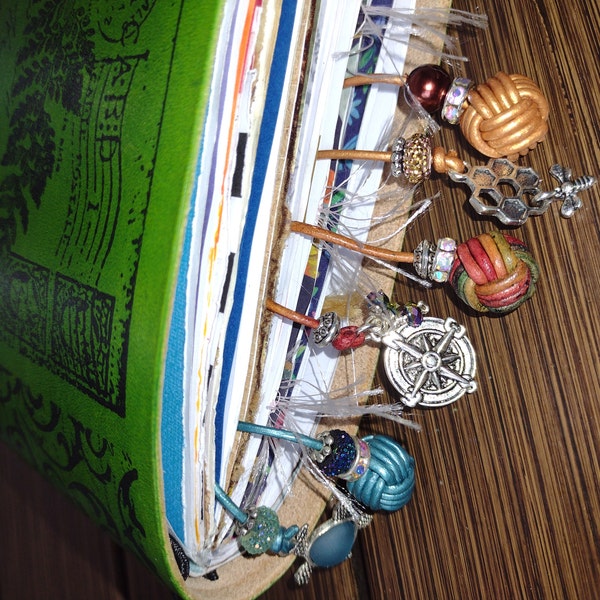 Small Compass Leather Beaded Bookmark, Travelers Notebook Accessories ...