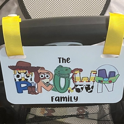 Personalized Family Name Stroller Tag, Amusement Theme Park Sign for ...