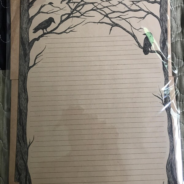 Crow/raven Stationery Set, 11 X 8.5” and 7.5 X 5.75” Letter Sheets ...