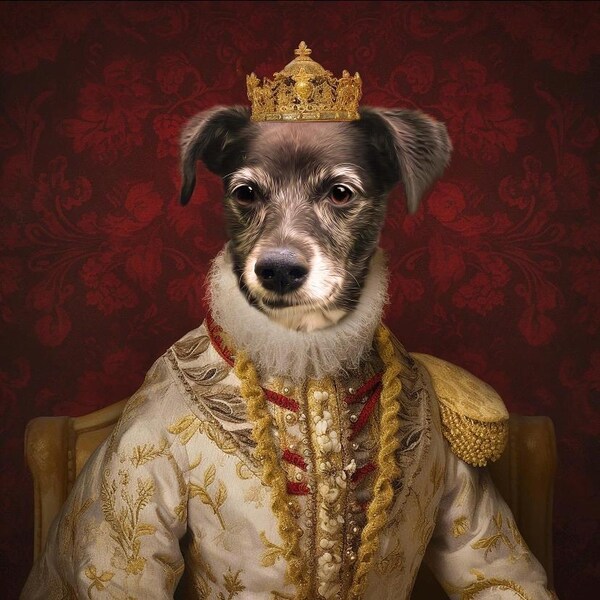 Custom Regal Pet Portrait, Royal Dog Painting, Pet Portrait, Royal Dog ...