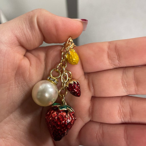 Strawberry Bag Charm Keychain Key Ring Car Charm Red Handmade New - Etsy