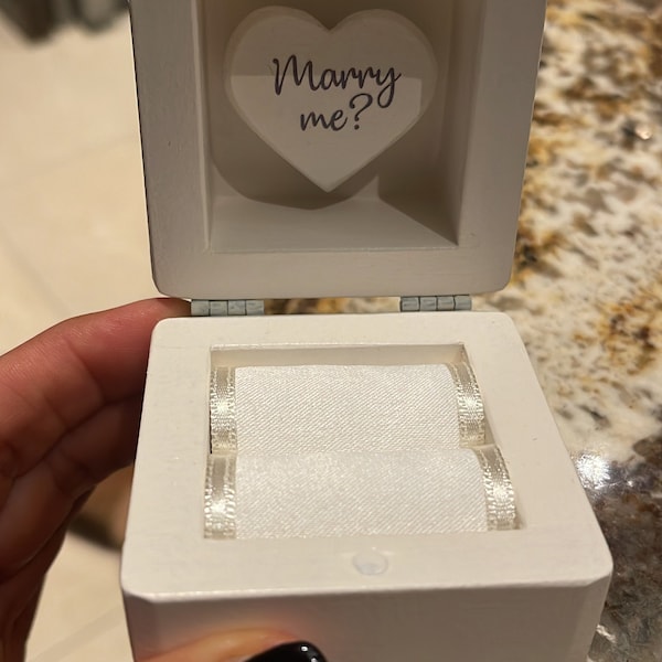 White Engagement Ring Box, Proposal Ring Box, White Ring Box, Custom ...