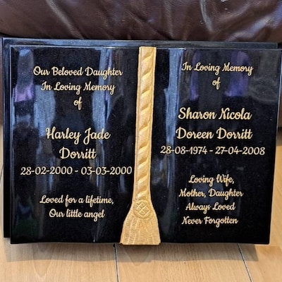 Granite Memorial Book 23.5ct Gold Book Memorial Book Shaped Memorial ...