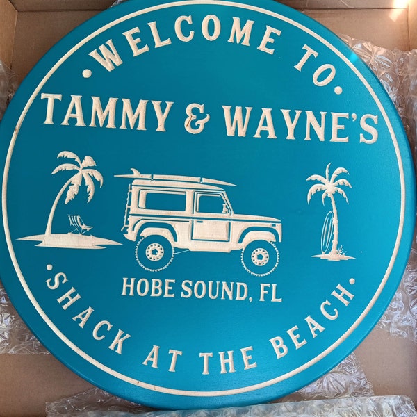 Personalized Surf Shack Sign: Carved Beach Bar Decor - Etsy