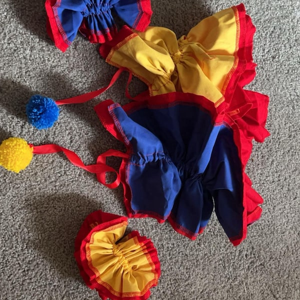 Primary Color Clown Ruffle Cuff Set Traditional Cotton Clowncore ...