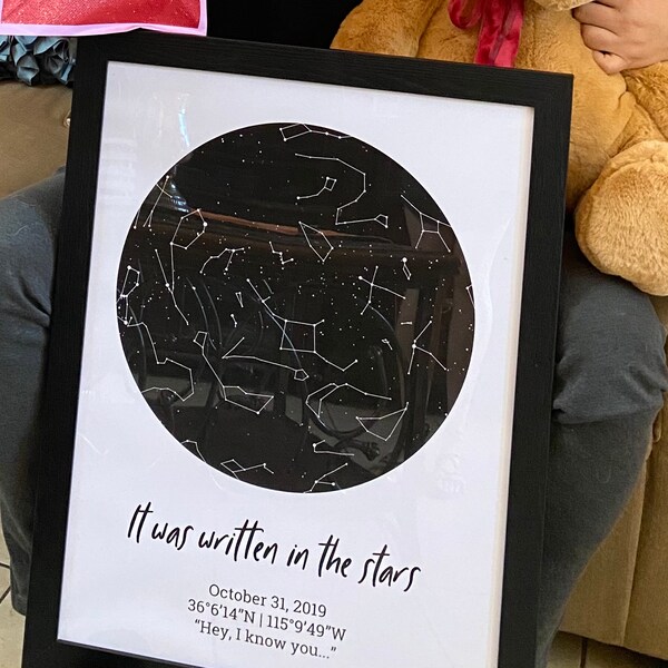 Custom Star Map by Date Printable Valentines Day Gift for Him or Her ...