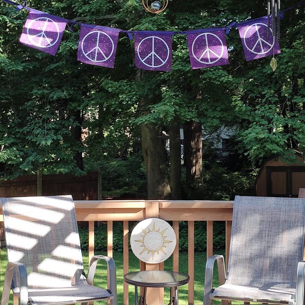 Peace Sign Mini Flag Bunting. Custom Size Garlands. Handmade ...