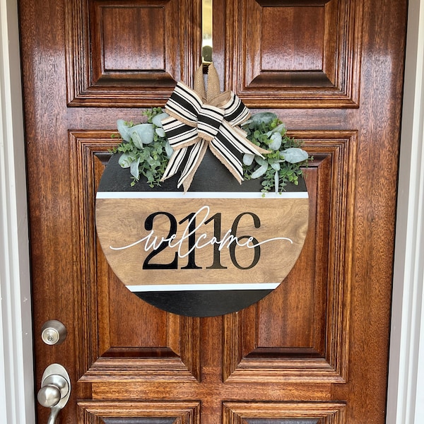Front Door Decor | Welcome Sign | Address Sign | Year Round Wreath ...