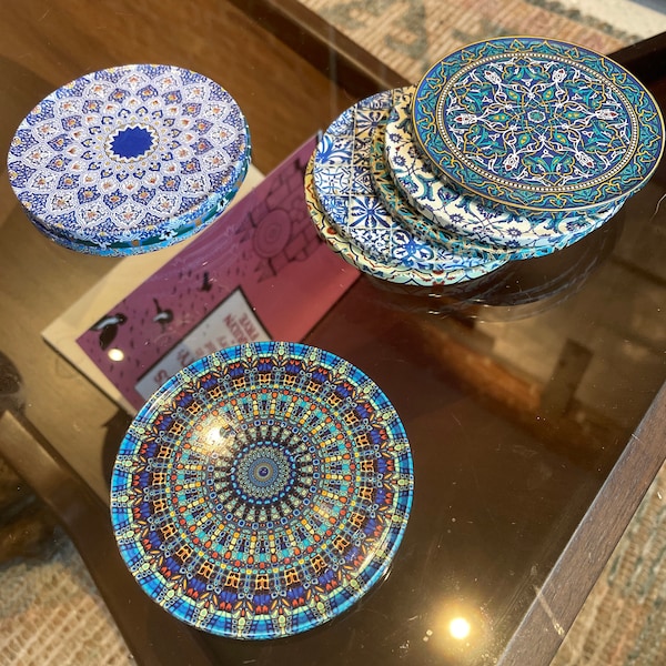 Coaster / Set of 8 Mandala Drink Coasters Turkish Mediterranean Decor ...