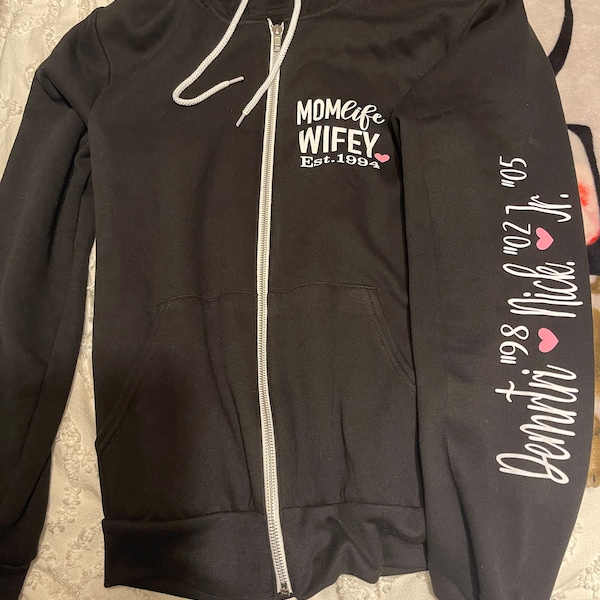 Mom Life Zip Up, Mom Life Sweatshirt, Mom Sweatshirt, Kids Names ...
