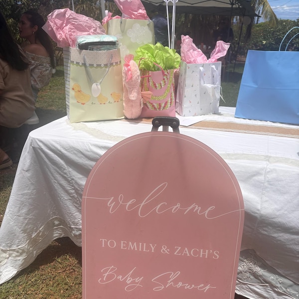 Personalized Arch Welcome to Baby Shower Sign on Acrylic, Modern ...