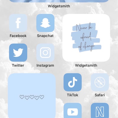 App Icons Sky Blue Pastel Silver Glitter Minimalist - Etsy