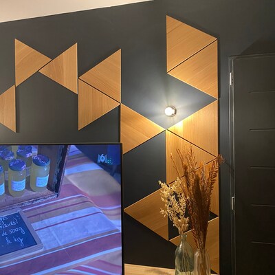Wooden Triangles Wood Panels wooden Interior Decorative Slats Wall ...
