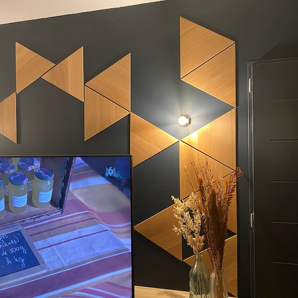 Wooden Triangles Wood Panels -wooden Interior Decorative Slats Wall ...