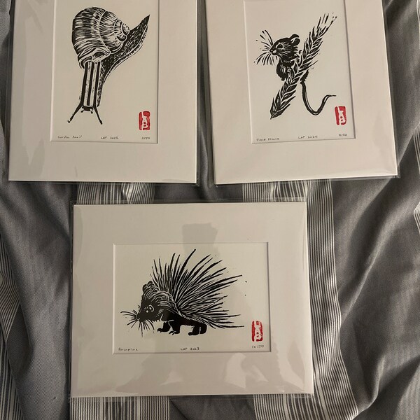 Capybara Linocut Block Print Rodent - Etsy