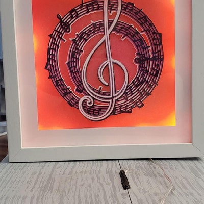 Musical Lamp, Music Note, Treble Clef Light Lamp, Shadow Box Shadowbox ...