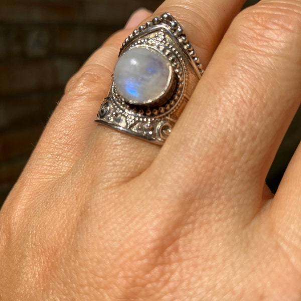 Boho Moonstone Ring, Sterling Silver Ring for Women, Statement Ring ...