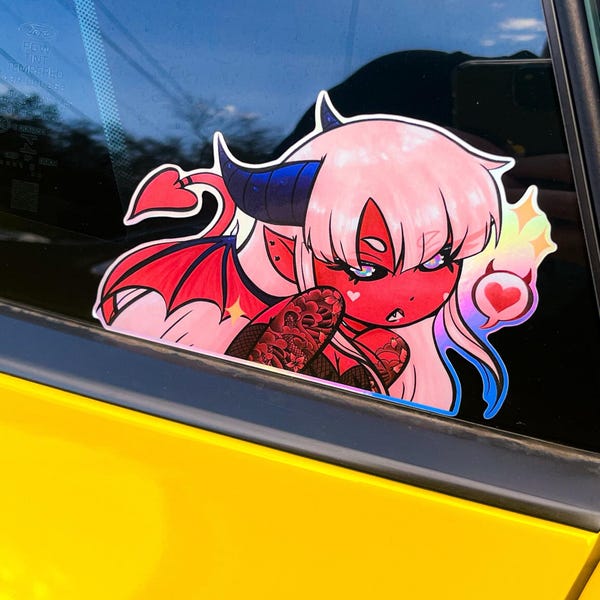 Large Succubus Demon Girl Holographic Vinyl Sticker - Etsy