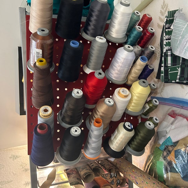 Pegboard Thread Spool Holder: 5000m Embroidery & Serger Spools, 1/4 ...