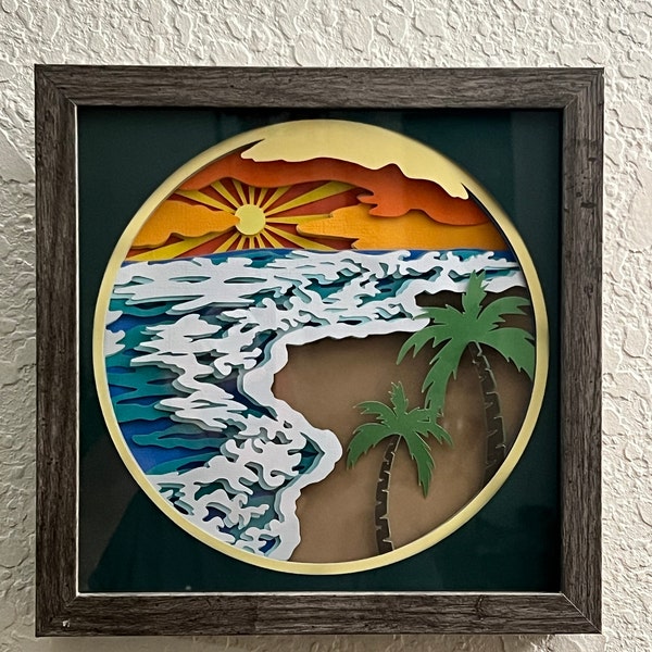 3d Beach Shadow Box Svg 3d Beach Svg 3d Layered Svg Files for Cricut ...